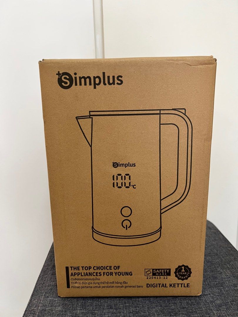 Simplus 1.8L Electric Kettle Digital Screen Real-Time Temperatre Display (Black), TV & Home ...