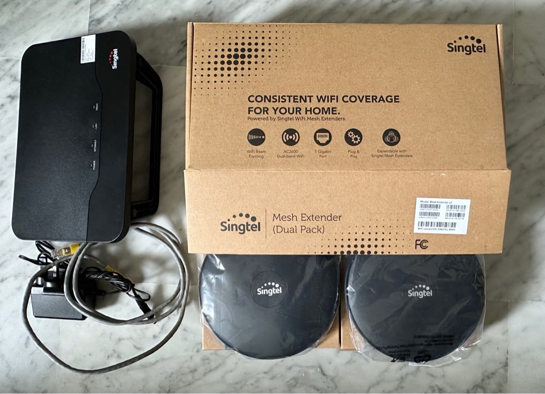 Singtel Mesh Router and WiFi extender (dual) pack for sale, Computers ...