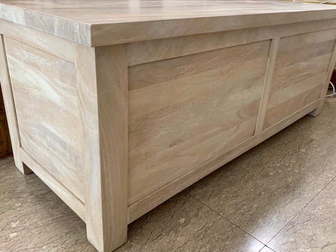 Solid Mango Wood Storage Bench 120x45x45, Furniture & Home Living ...