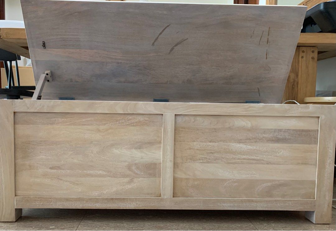 Solid Mango Wood Storage Bench 120x45x45, Furniture & Home Living ...