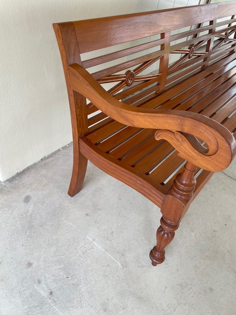 Solid wood long chair, Furniture & Home Living, Furniture, Chairs on ...