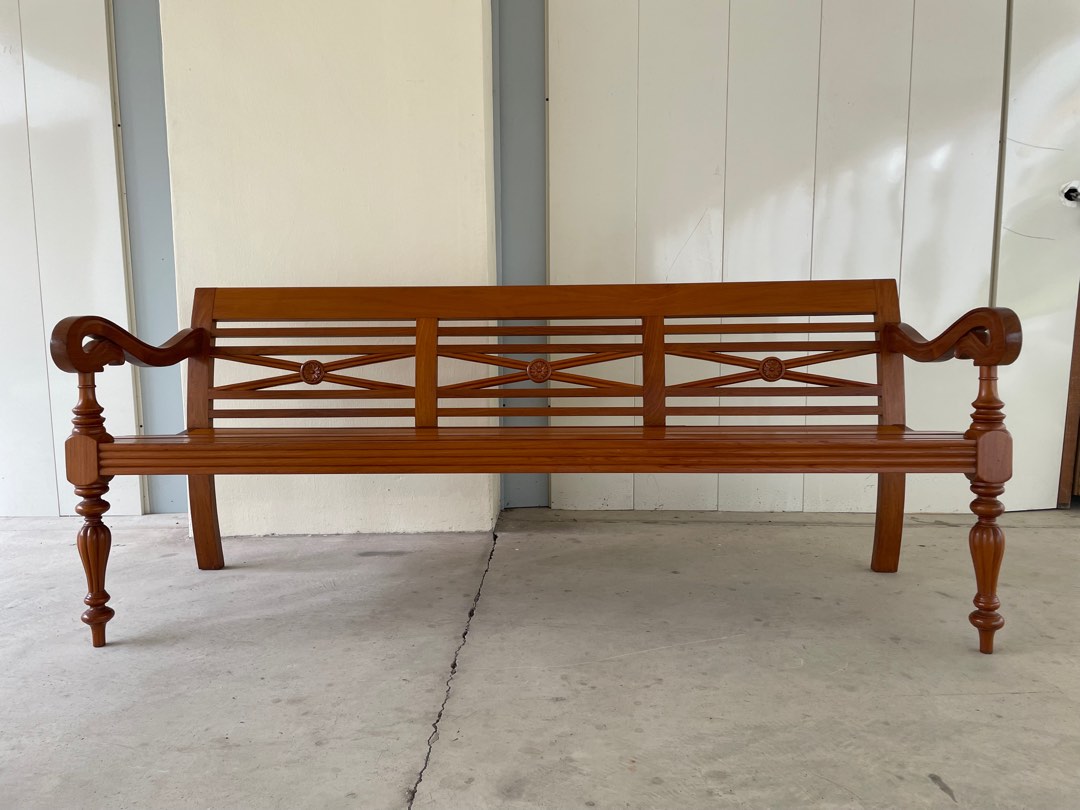 Solid wood long chair, Furniture & Home Living, Furniture, Chairs on ...