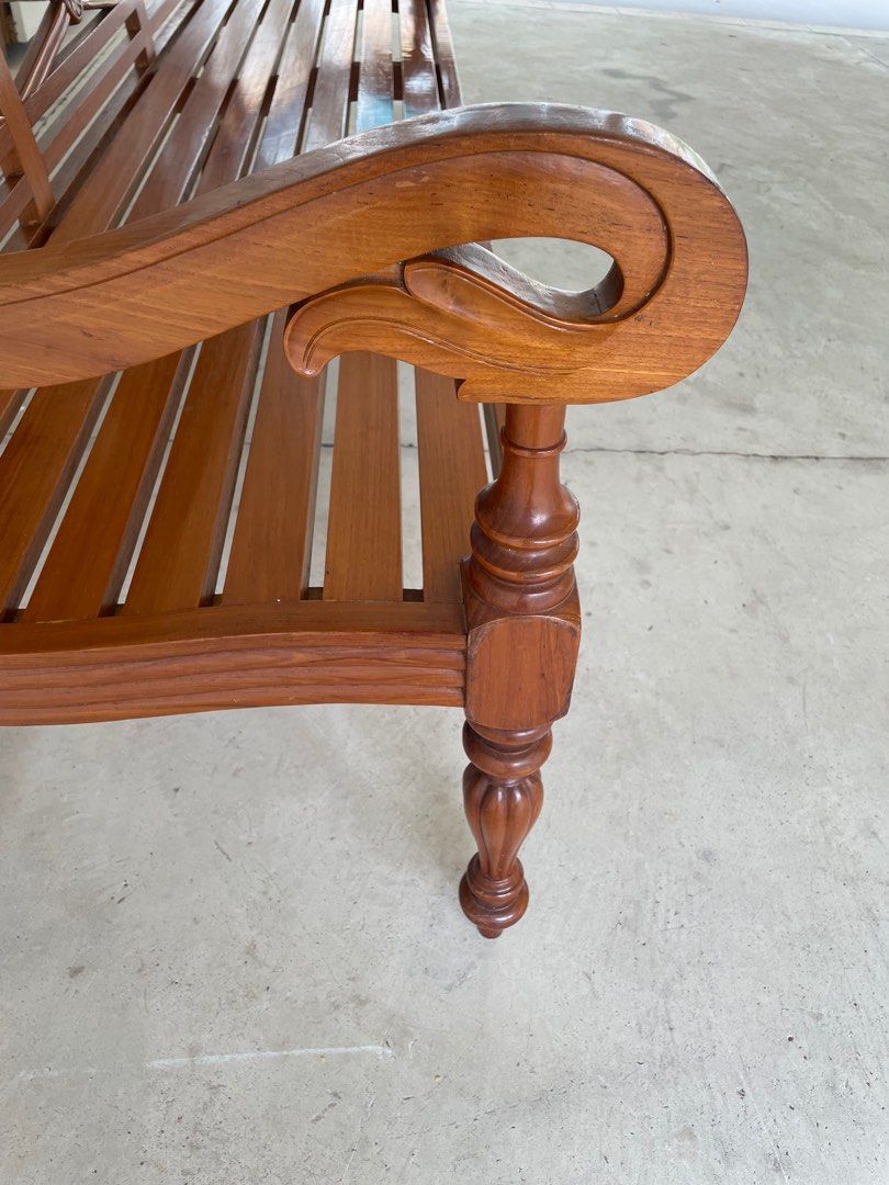 Solid wood long chair, Furniture & Home Living, Furniture, Chairs on ...