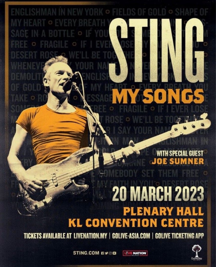 Sting - Concert My Songs, Tickets & Vouchers, Event Tickets on Carousell