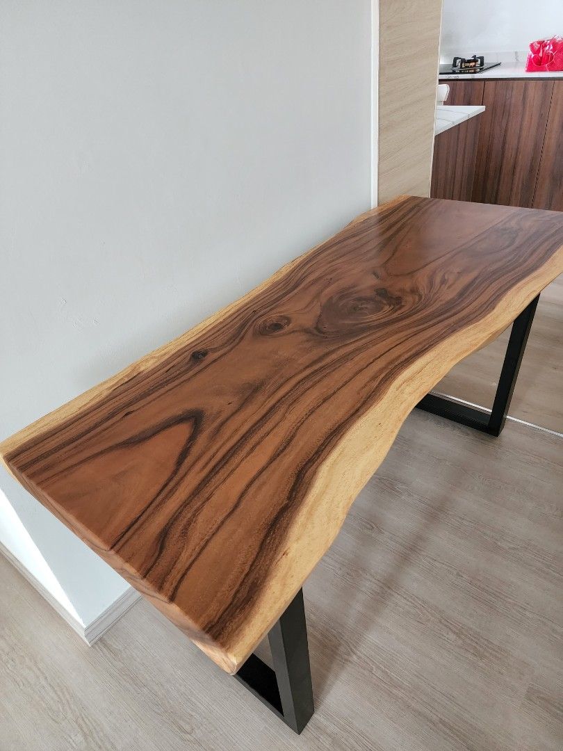 Suar wood solid wood slab dining table, Furniture & Home Living, Furniture, Tables & Sets on ...