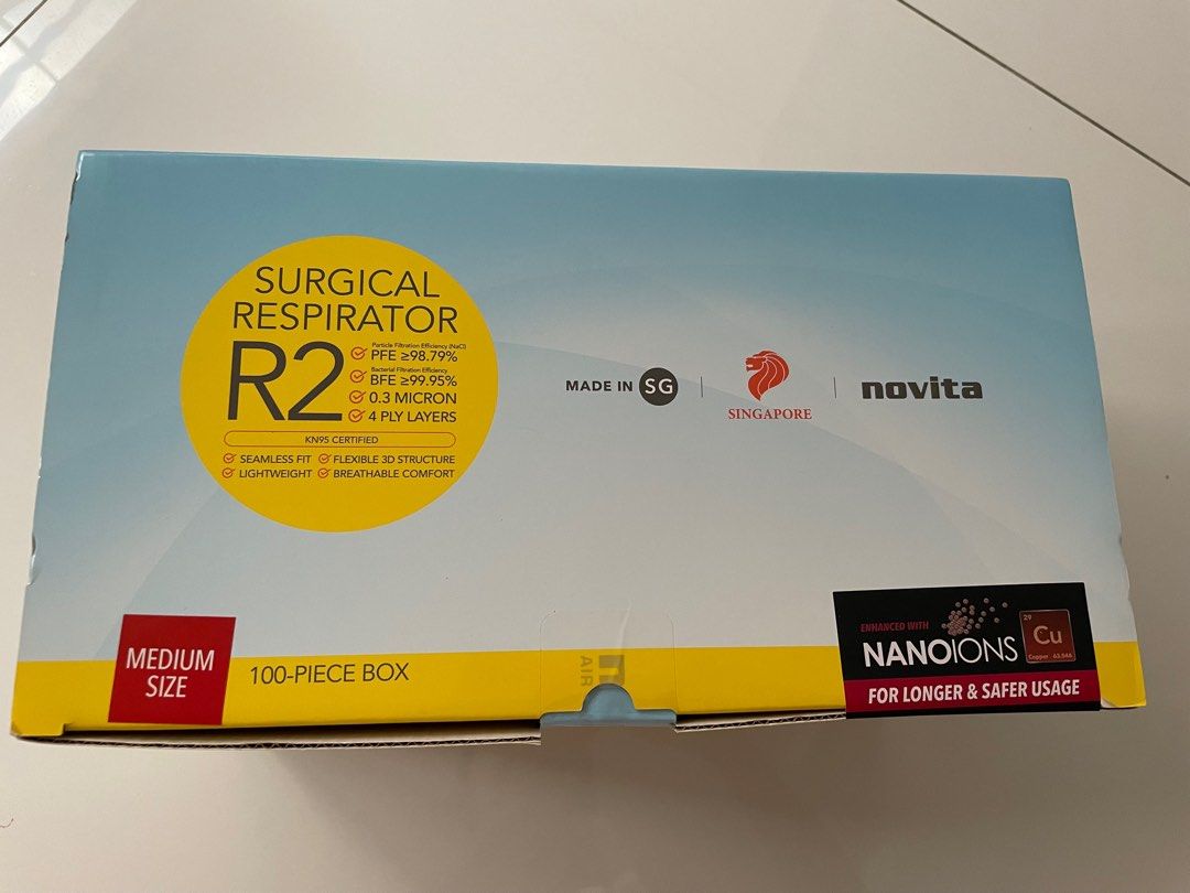 SURGICAL RESPIRATOR: R2 NANO 100PCS/BOX (M), Health & Nutrition ...