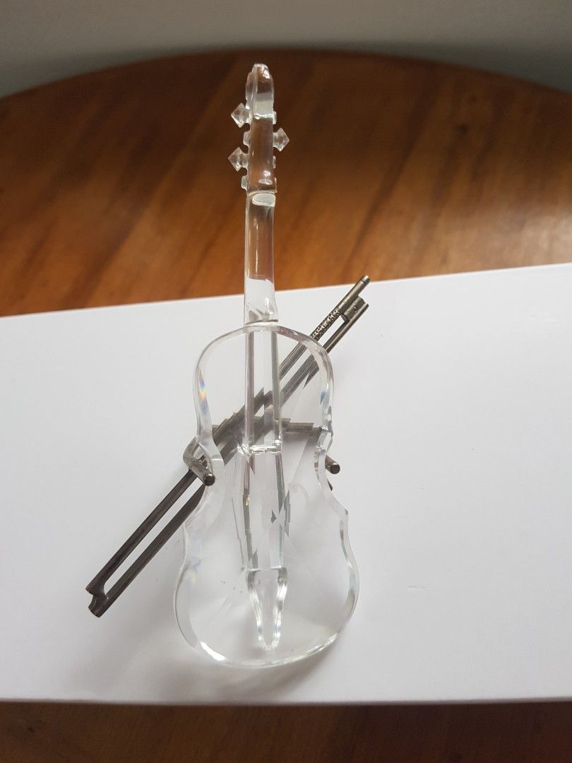 Swarovski Crystal Violin with Bow and Stand on Carousell