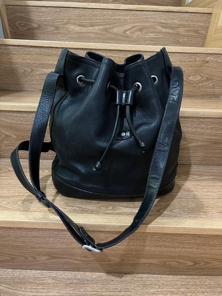 Tas Wanita Authentic Bucket Bag Aigner Leather Black Original Branded Preloved, Fesyen Wanita ...