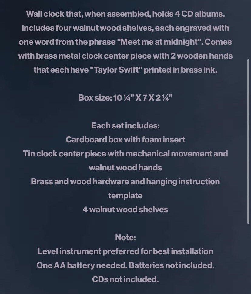Taylor Swift Midnights CD Clock, 興趣及遊戲, 收藏品及紀念品, 明星周邊 - Carousell