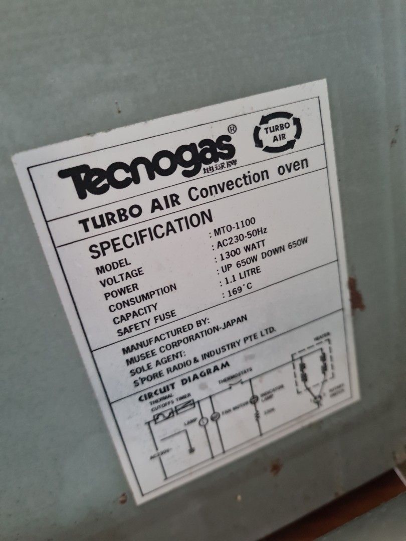 Technogas 1.1l convection oven, TV & Home Appliances, Kitchen ...