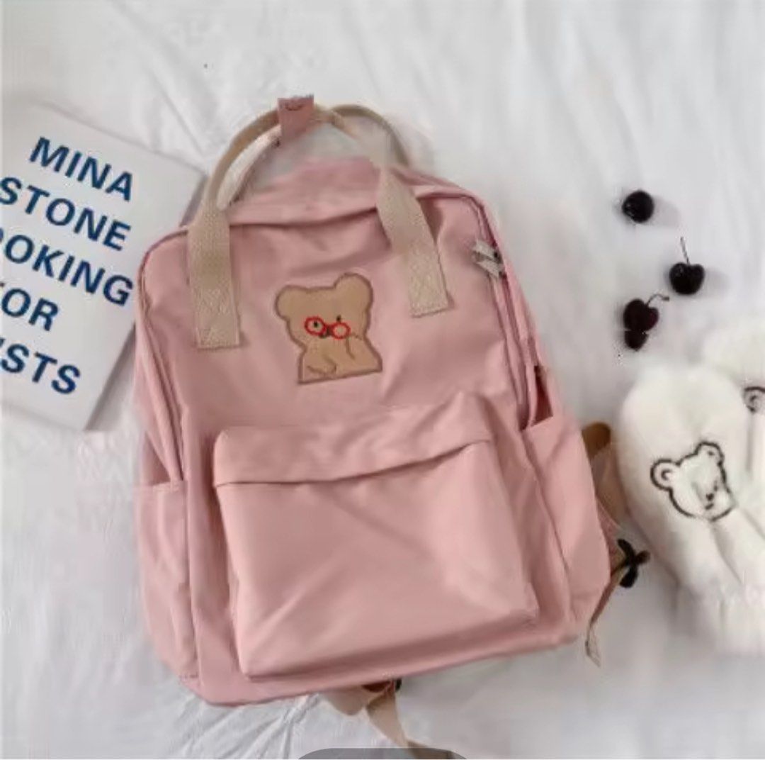 Ulzzang Pink Bear Backpack, Women's Fashion, Bags & Wallets, Backpacks ...