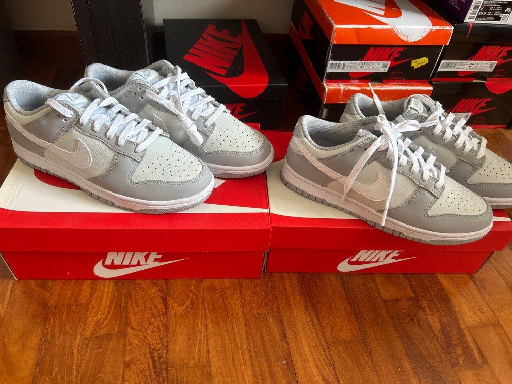 [US8 & US9.5] Nike Dunk Low Two Tone Grey, Men's Fashion, Footwear ...