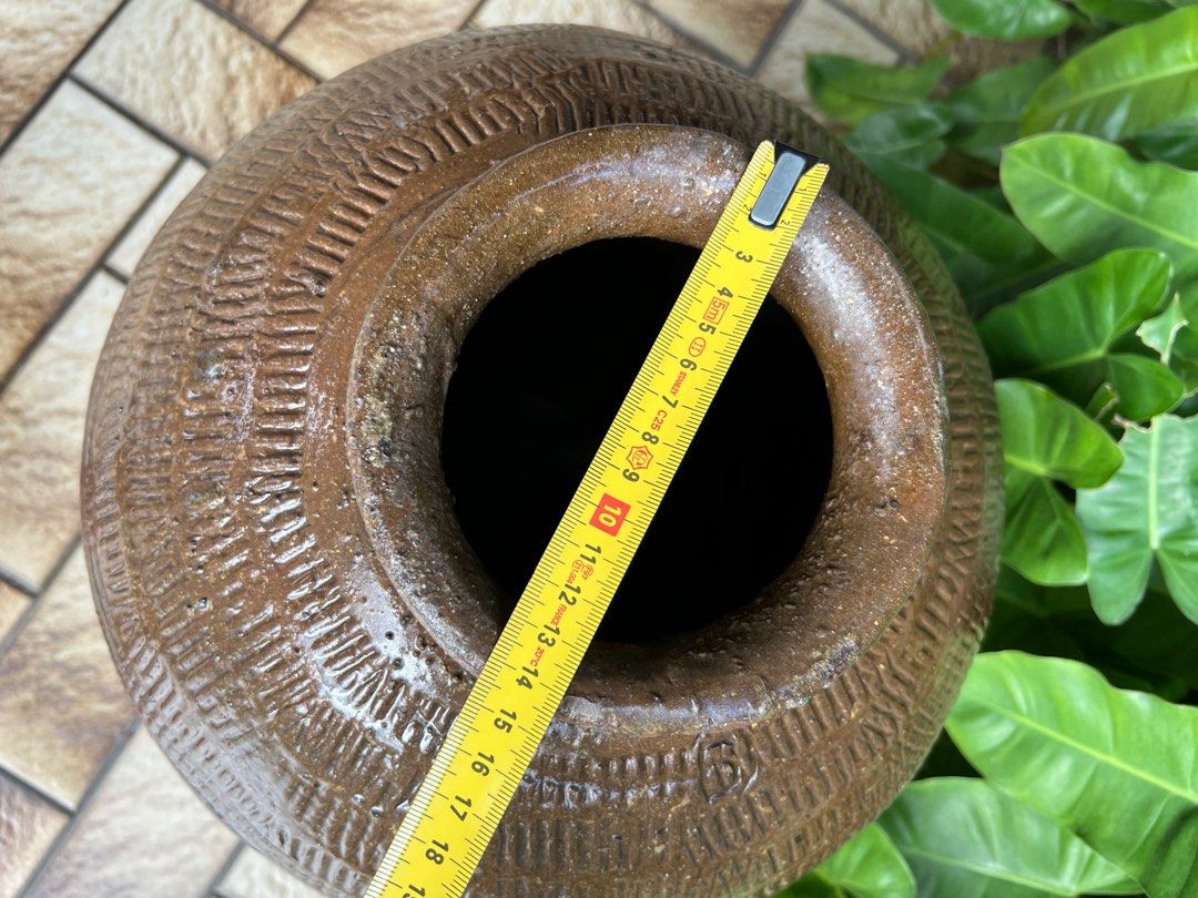 Vintage small opening pot with water outlet slit on side, Furniture ...