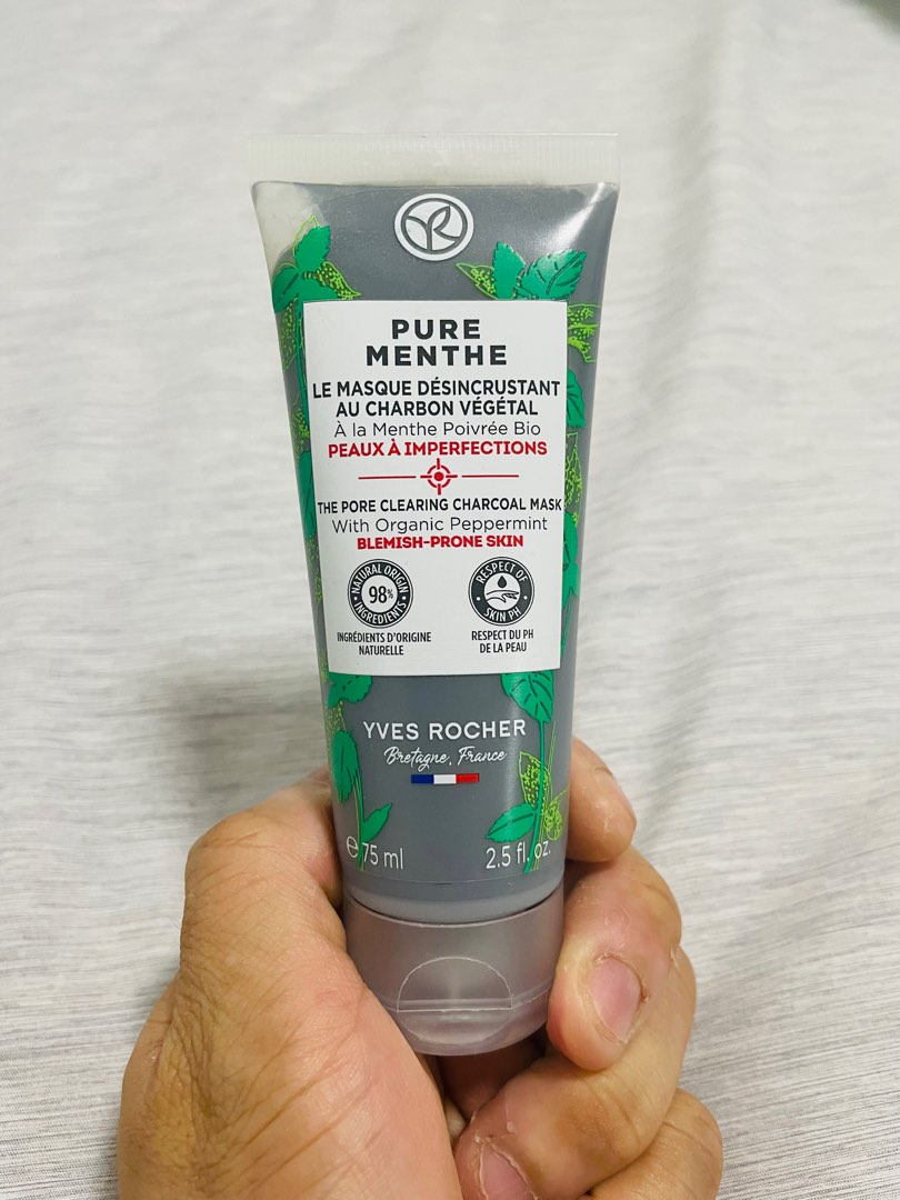 Yves Rocher Pure Menthe Pore Clearing Charcoal Mask 75ml, Beauty ...