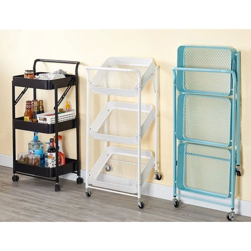 3/4/5 tier Kitchen Trolley Kitchen Rack Kitchen Storage Foldable ...