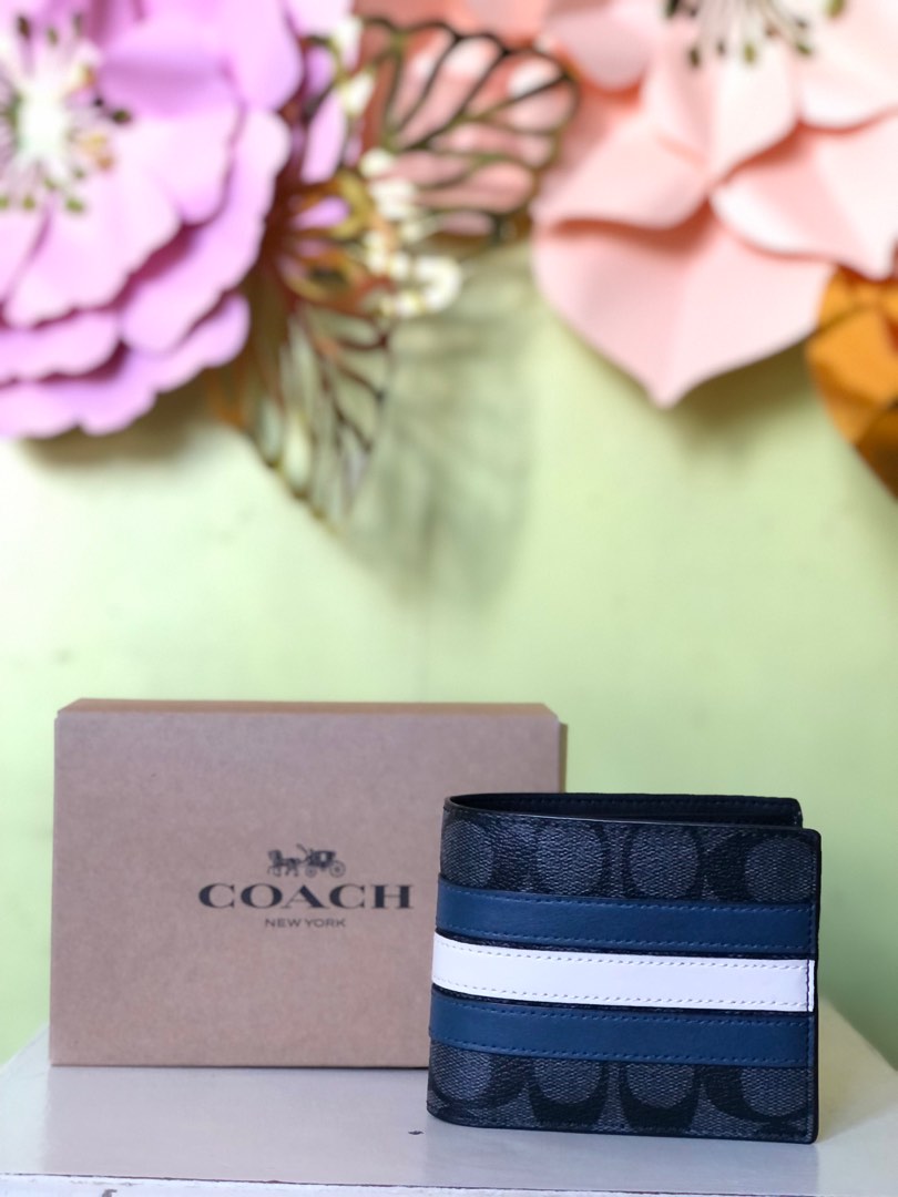 Coach 3 In 1 Wallet In Signature Canvas With Varsity Stripe, Men's ...