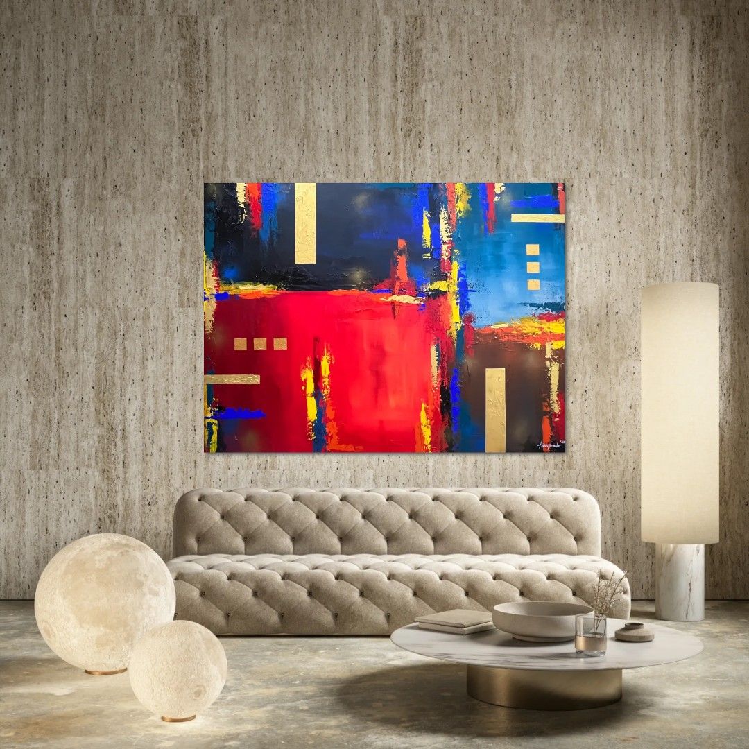 Abstract Painting "Prosperity and Desire 2", Hobbies & Toys, Stationary ...