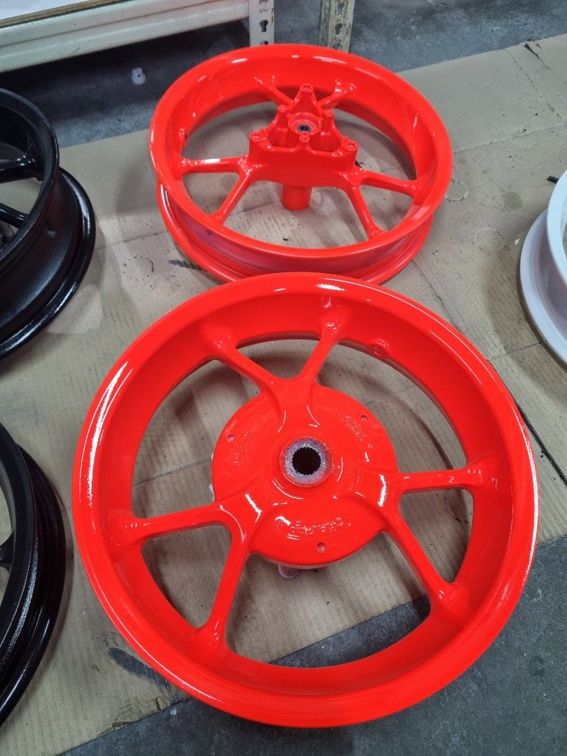 Aerox Florescent Red Rims, Motorcycles, Motorcycle Accessories on Carousell