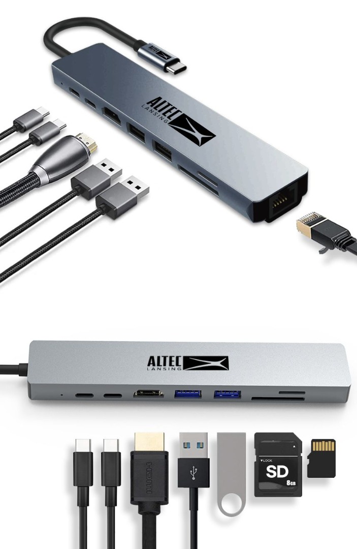 Altec USB Type C Hub 8-in-1 HDMI LAN RJ45 PD SD Card 87W, 電腦＆科技, 電腦周邊及 ...