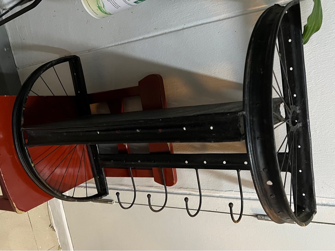 Antique rustic wheel spoke rack, Furniture & Home Living, Furniture ...