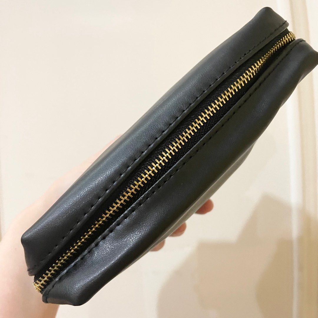 AUTHENTIC NEW Ysl black trousse studs studded medium size makeup bag ...