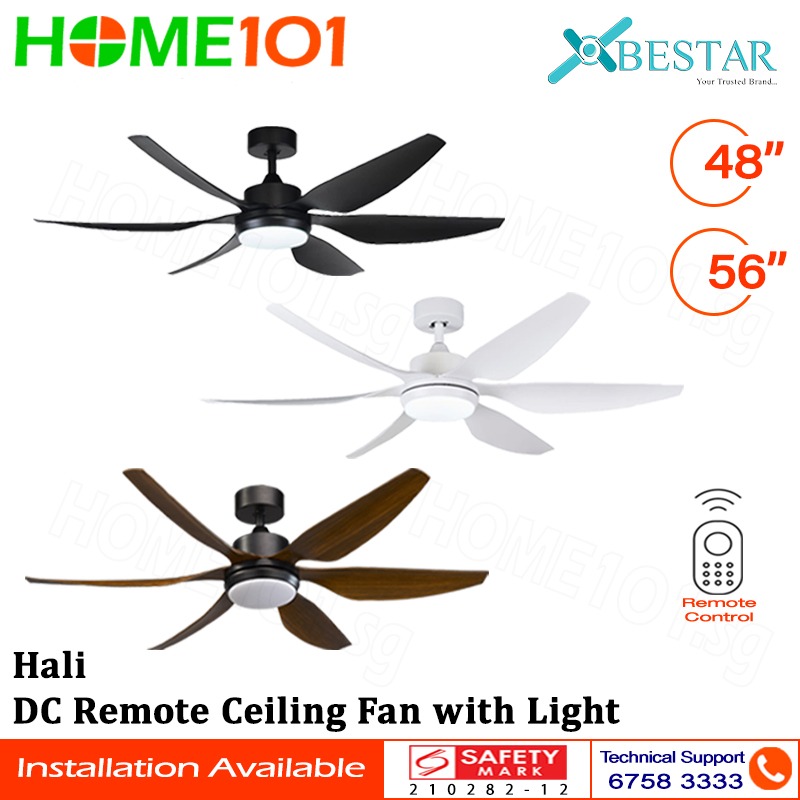 Bestar DC Motor Ceiling Fan with Remote Control & Light 48"/56” Hali ...