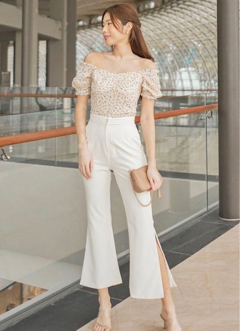 BNWT Dear Lyla Flaunt Your Legs Side Slit Pants in White | morie vivica peanne elka zola ...