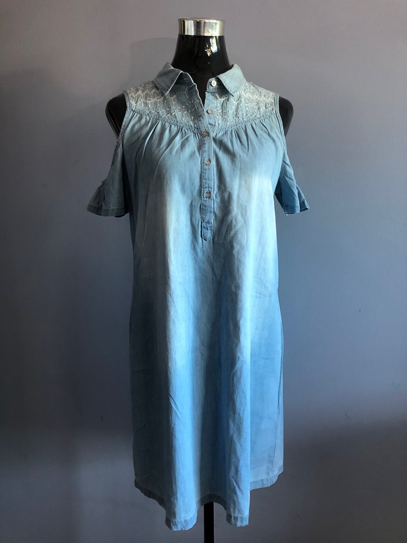 Cache Cache | Washed Out Denim Dress, Women's Fashion, Dresses & Sets ...