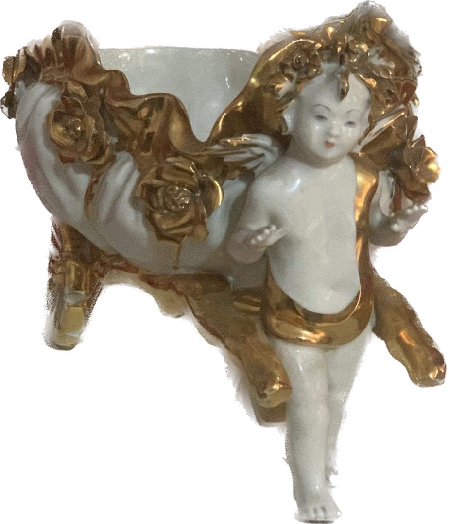 Capodimonte Gold Cherub Vase (Small), Furniture & Home Living, Home ...