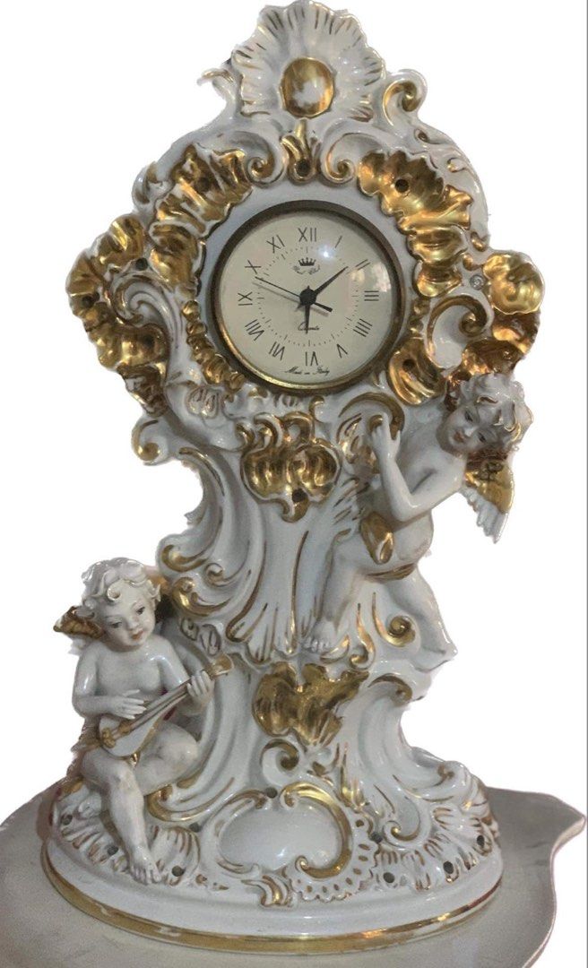 Capodimonte Gold Cherubs Clock, Furniture & Home Living, Home Decor ...