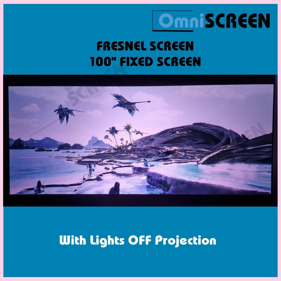 [100" CHEAPEST FRESNEL ALR SCREEN IN SG] OMNISCREEN 100 INCH FRESNEL ALR FIXED SCREEN WITH WIDE ...