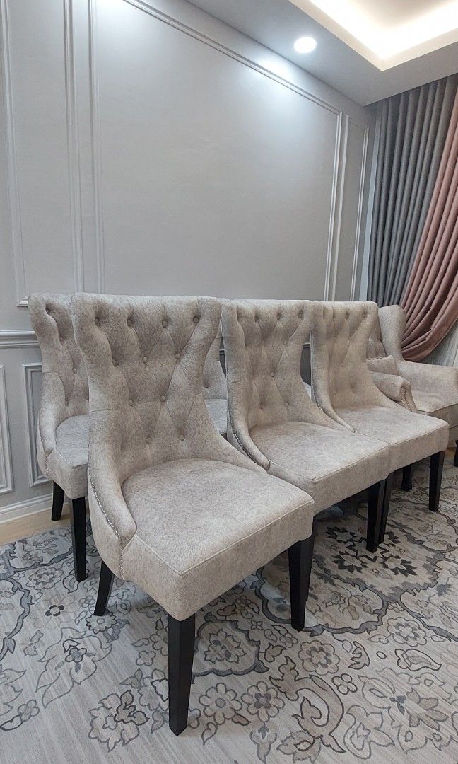 Chesterfield dining chair kerusi, Furniture & Home Living, Furniture ...