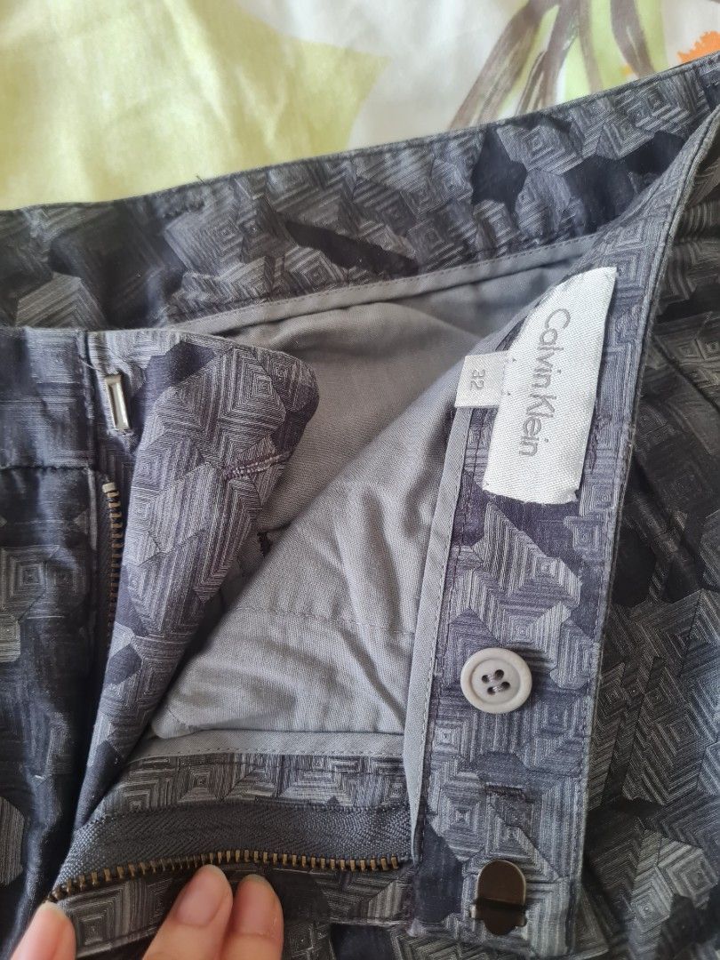 CK pants grey with pattern, Men's Fashion, Bottoms, Trousers on Carousell