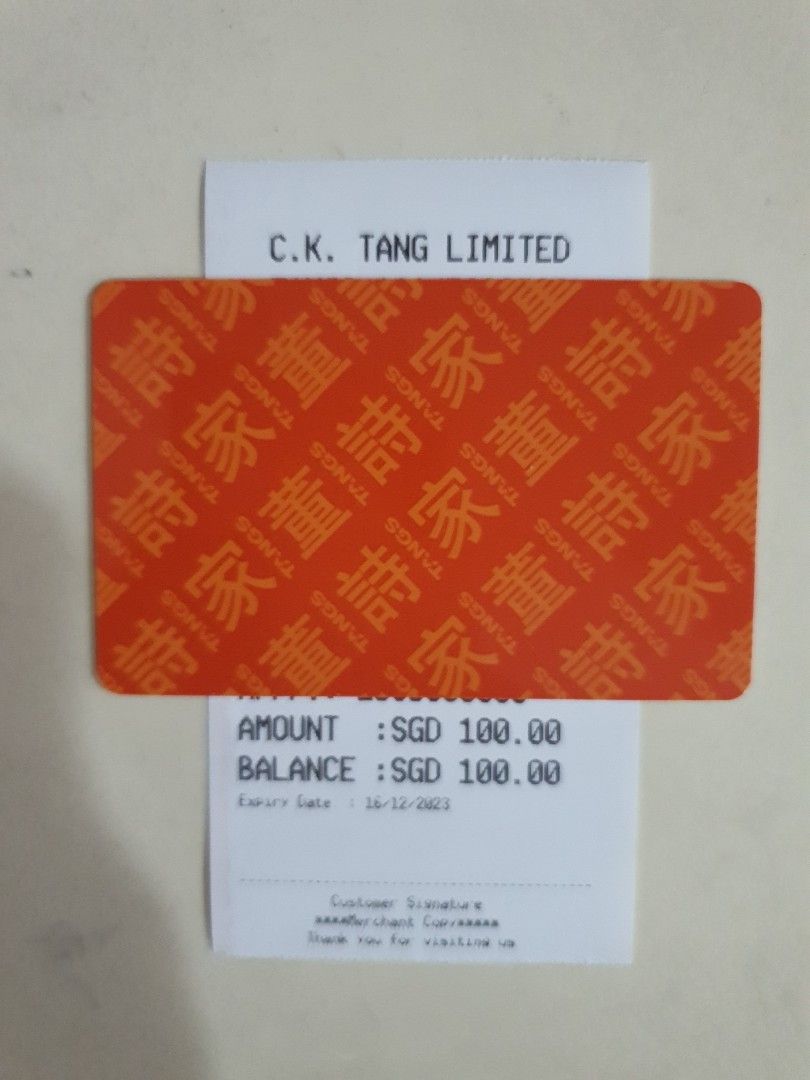 C.K. Tang Store Vaule Card, Tickets & Vouchers, Store Credits on Carousell