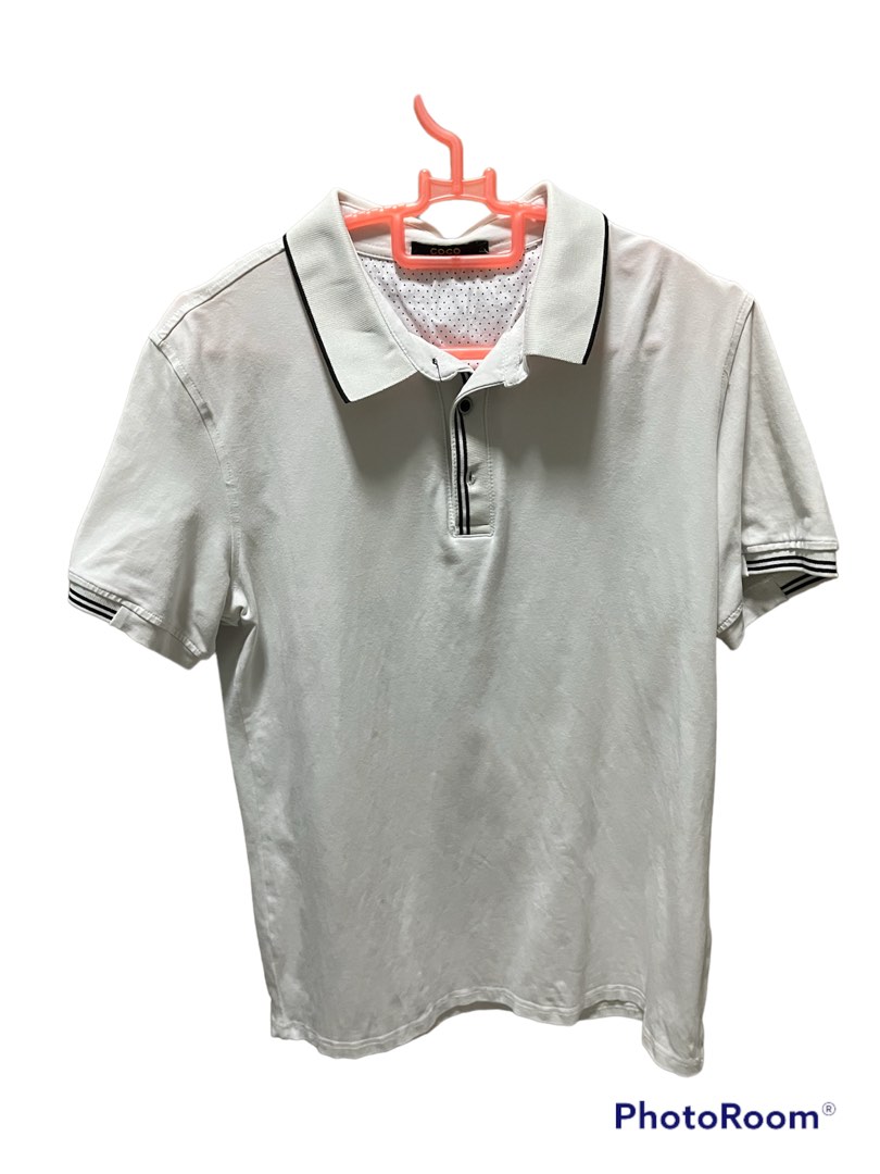 COCO white polo tee, Men's Fashion, Tops & Sets, Tshirts & Polo Shirts on Carousell