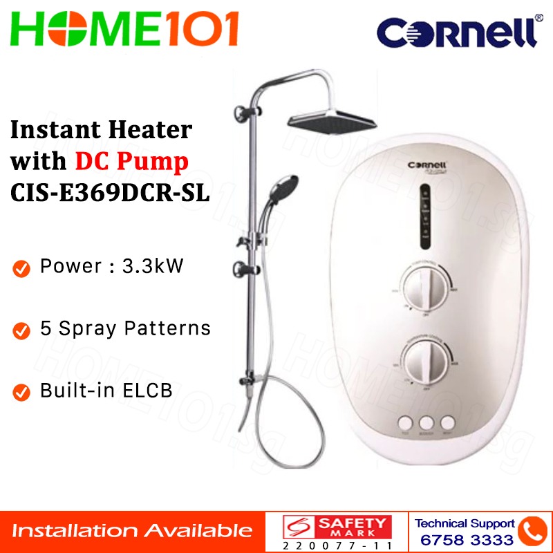 Cornell Instant Heater with DC Pump and Rainshower CIS-E369DCR-SL, TV ...