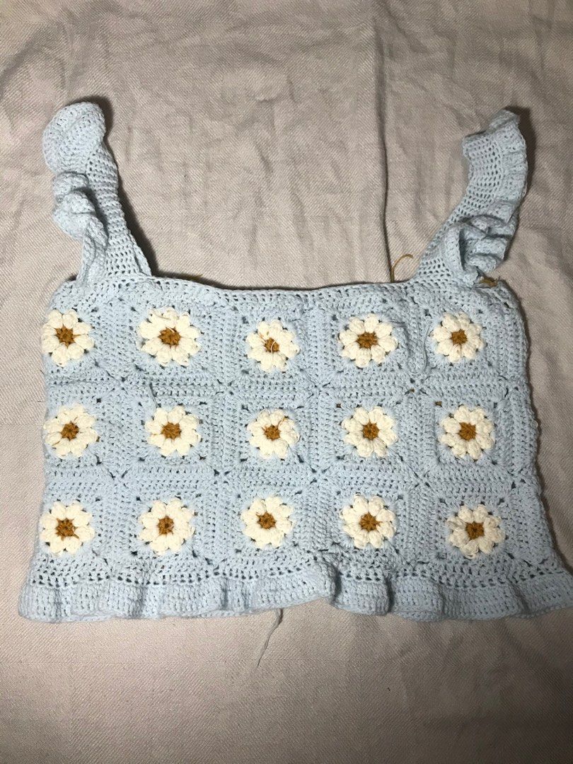 Crochet Daisy Flower Patch Top, Women's Fashion, Tops, Others Tops on ...