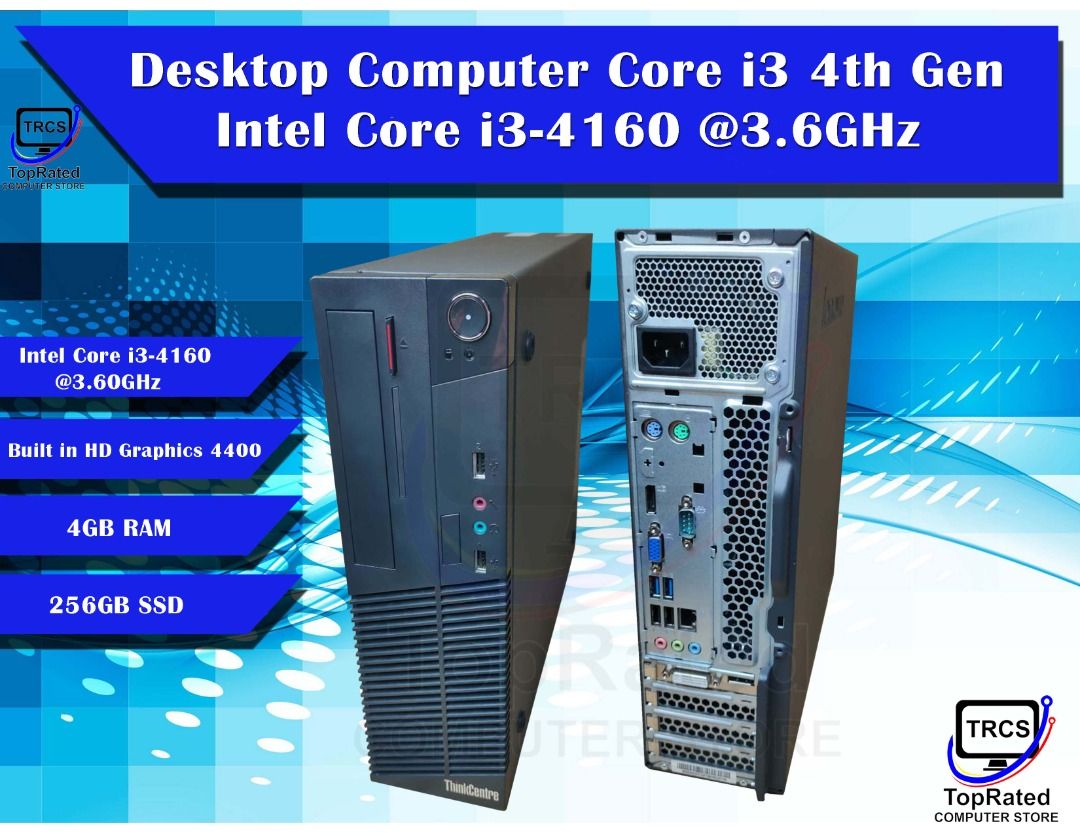 Desktop Computer Core i3-4160 3.60GHz (4th Gen) Lenovo ThinkCentre M73 ...