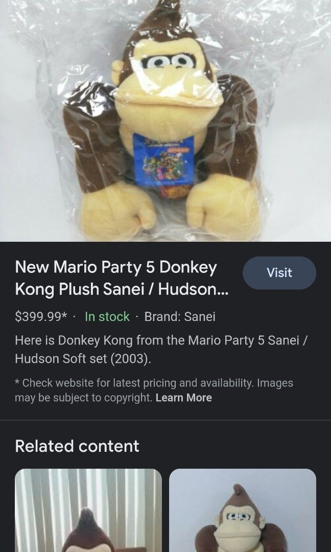 Donkey Kong plush (2003 Mario Party), Hobbies & Toys, Toys & Games on ...