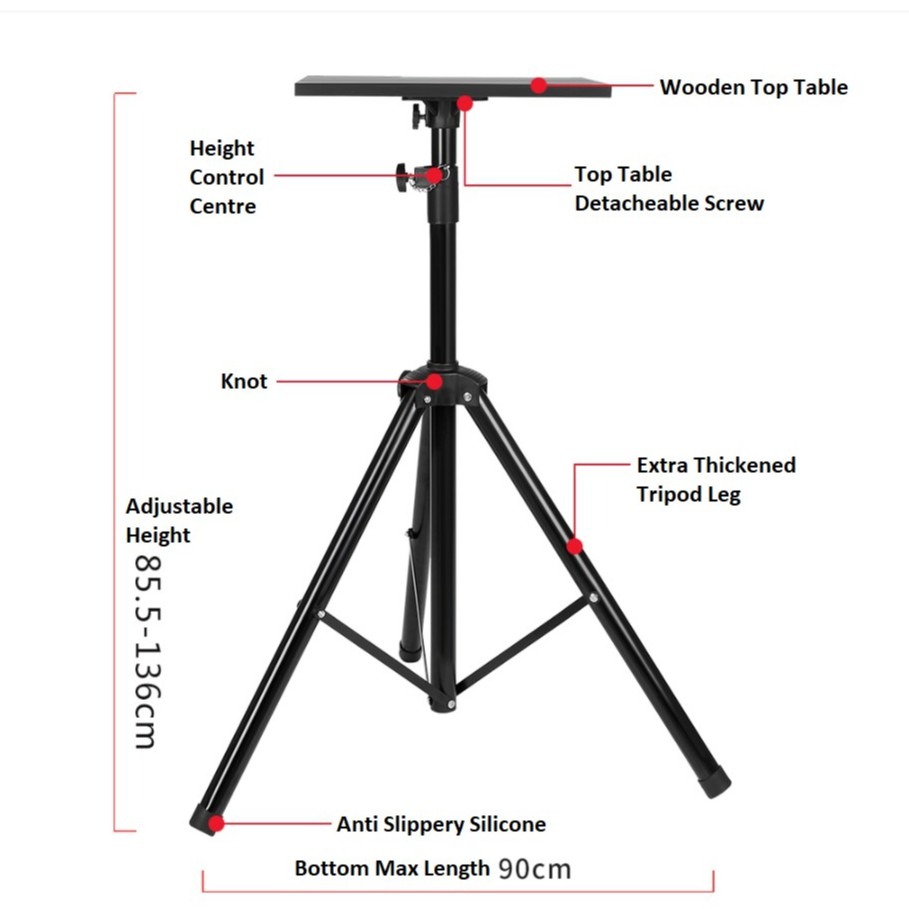 Floor Standing Height Adjustable Laptop Projector Tripod 1.2/1.8 Meter ...