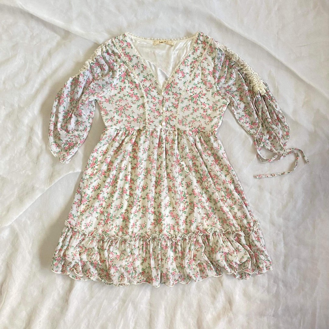 floral flower dainty dress y2k faircore coquette alt goth, Women's ...