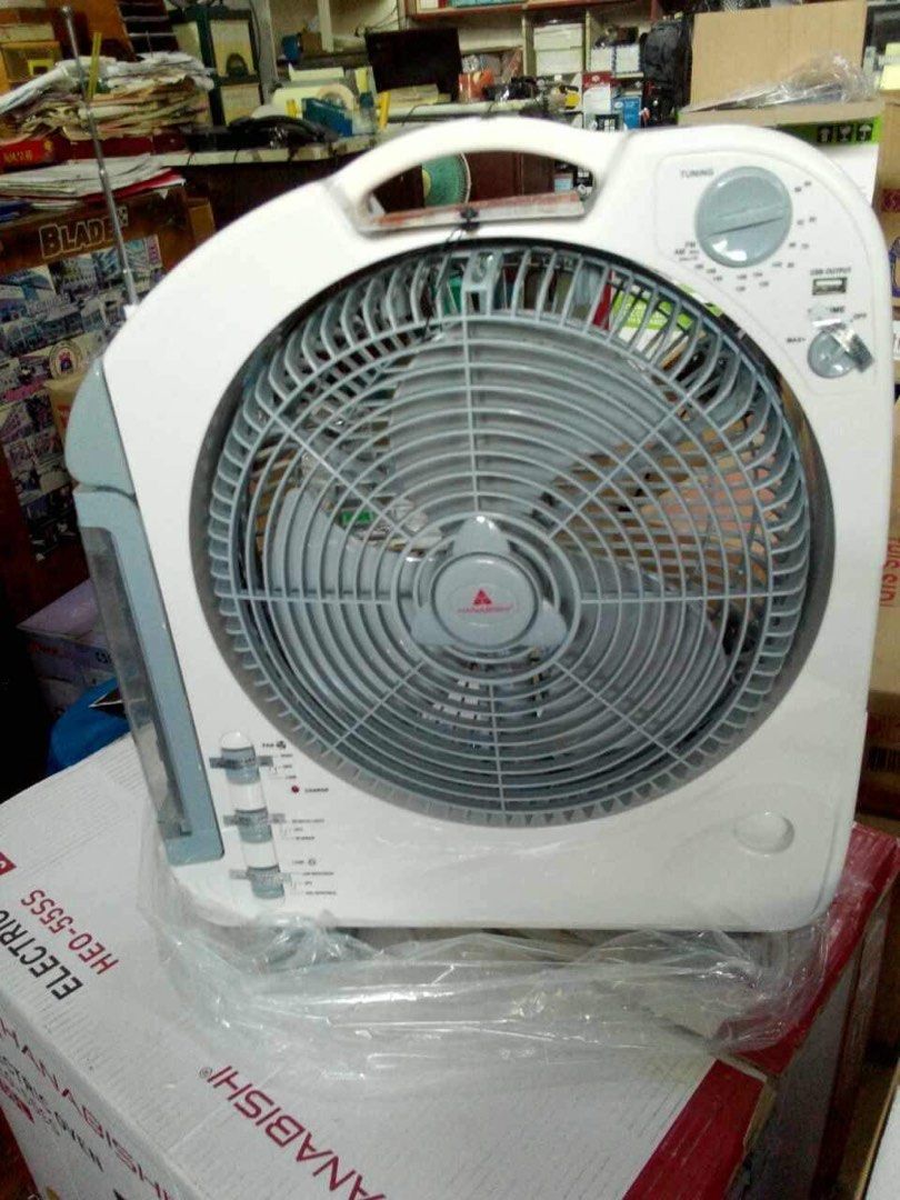 Hanabishi Rechargeable Box Fan | HRBF-12USB, Furniture & Home Living ...