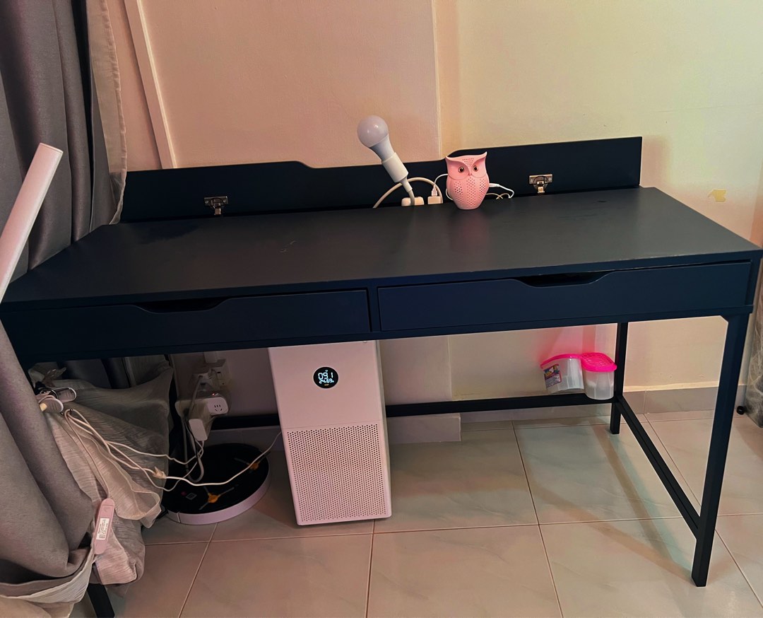 IKEA ALEX NAVY BLUE STUDY TABLE, Furniture & Home Living, Furniture ...