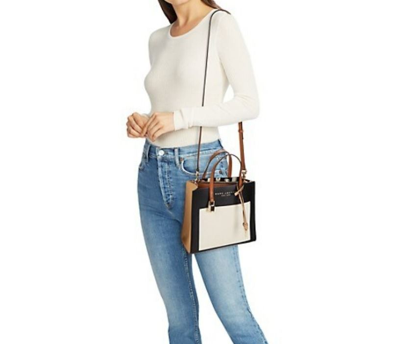 (INSTOCK) Marc Jacobs Smoked Almond Mini Grind Colorblock Tote Bag ...