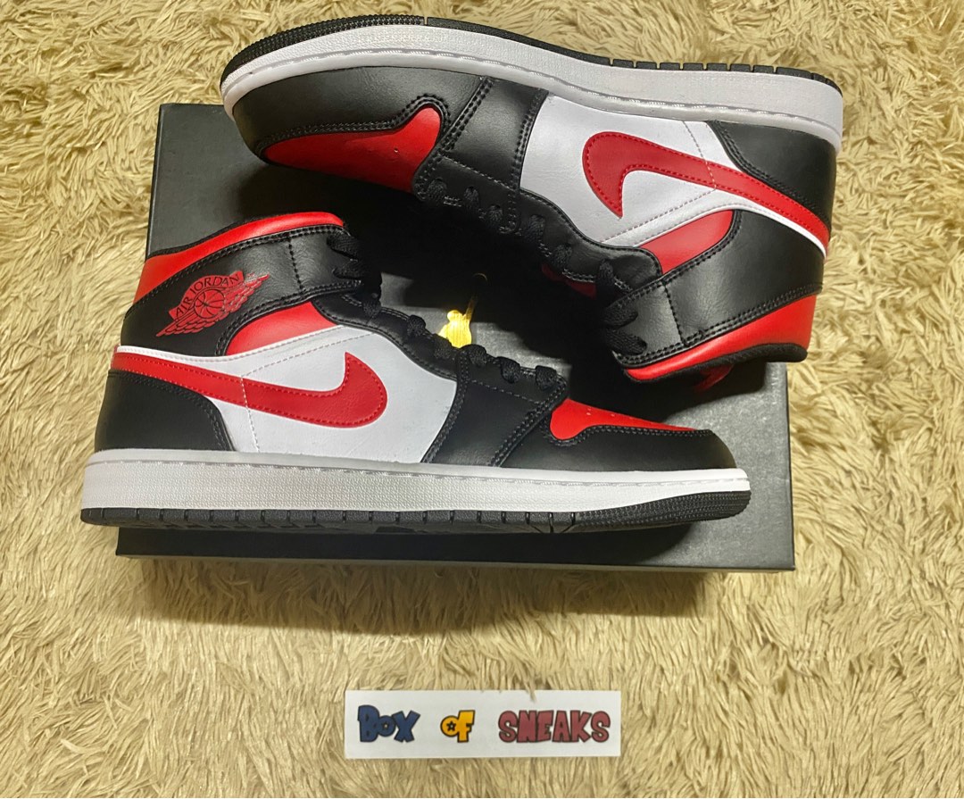 Jordan 1 Mid "Fire Red", Men's Fashion, Footwear, Sneakers on Carousell