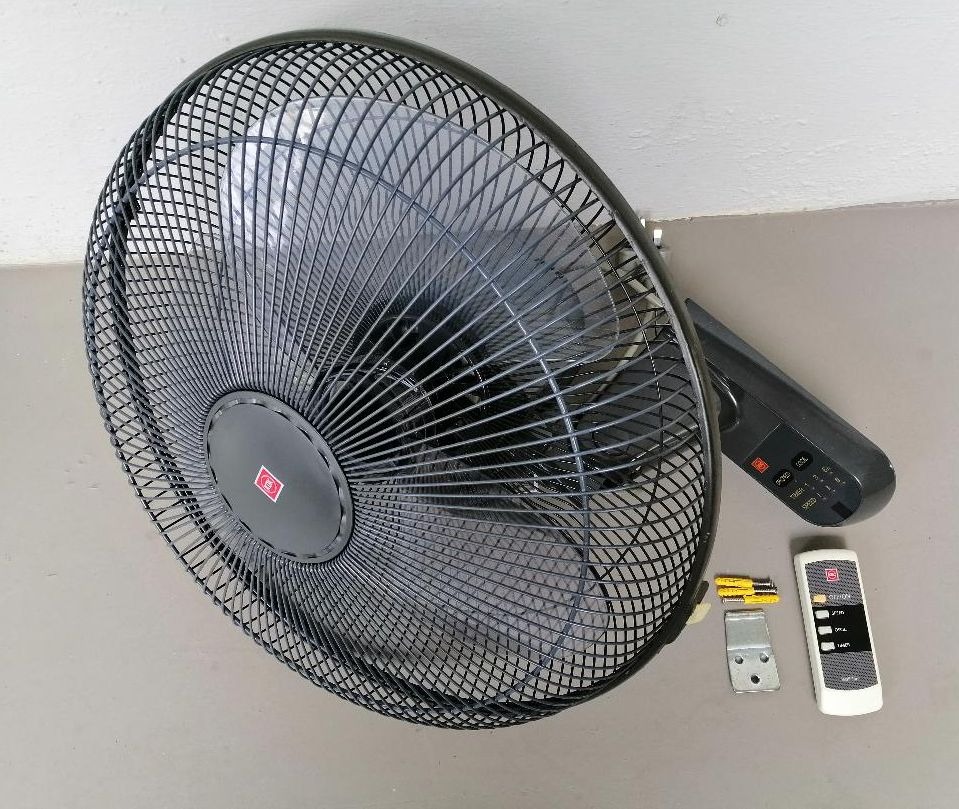 KDK 16" Wall Fan with wall bracket & remote, Furniture & Home Living ...