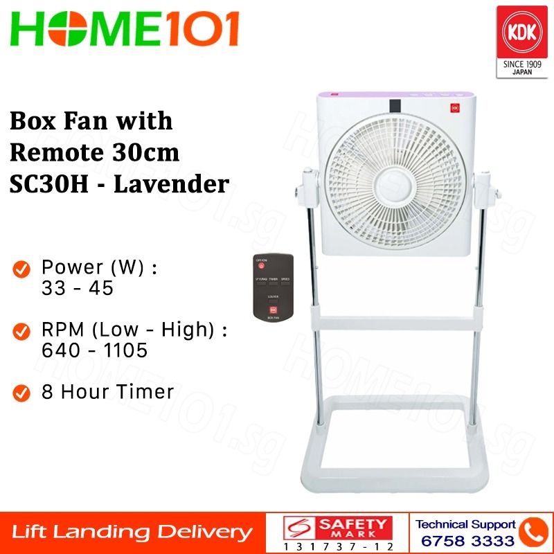 KDK Box Fan 30cm w/Remote Control and Stand SC30H, Furniture & Home ...