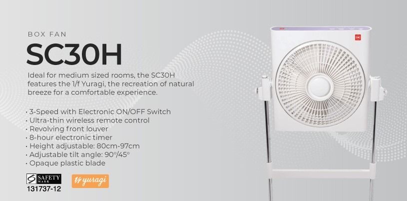 KDK Box Fan 30cm w/Remote Control and Stand SC30H, Furniture & Home ...