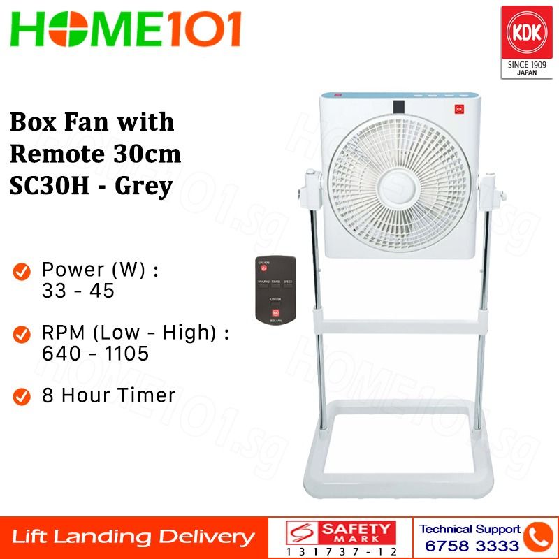 KDK Box Fan 30cm w/Remote Control and Stand SC30H, Furniture & Home ...