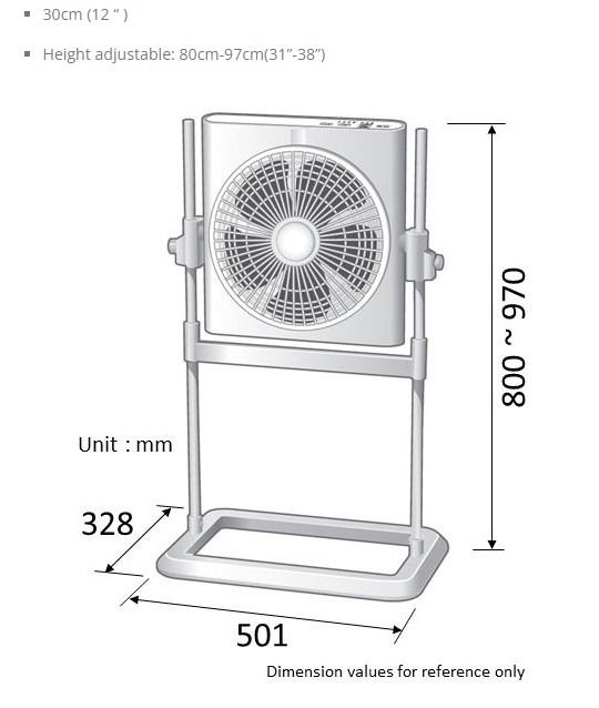KDK Box Fan 30cm w/Remote Control and Stand SC30H, Furniture & Home ...